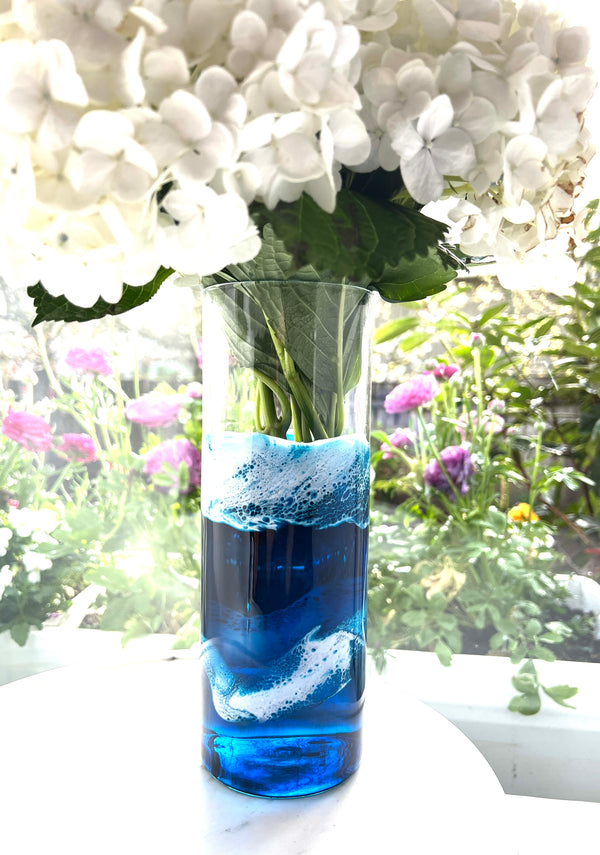 Ocean Inspired Glass Resin 10 inch Vase - Schafer Art Studio